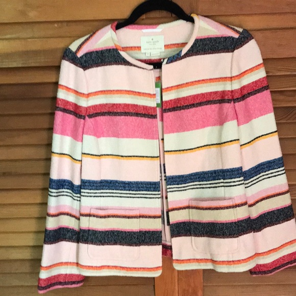 kate spade | Jackets & Coats | Nwt Kate Spade Berber Stripe Jacket ...